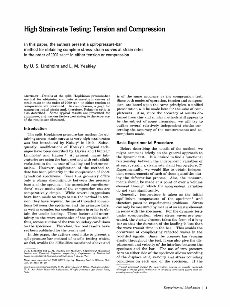 High Strain-Rate Tension Testing Method | PDF | Elasticity (Physics ...