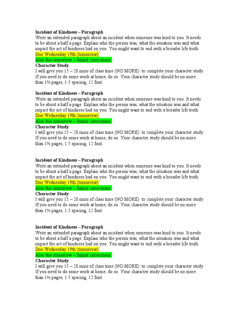 Kindness Paragraph | PDF