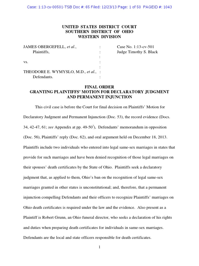 United States District Court Southern District of Ohio Western Division ...