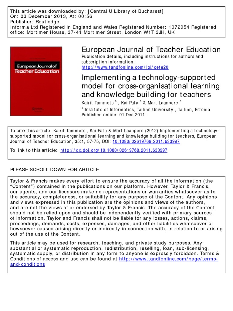 European Journal of Teacher Education | PDF | Software Development ...