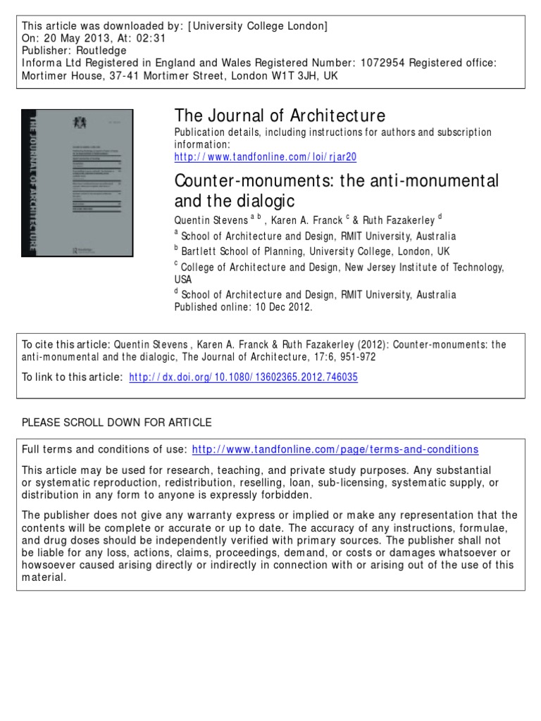 Counter-Monuments: The Anti-Monumental | PDF | Memorial | Unrest