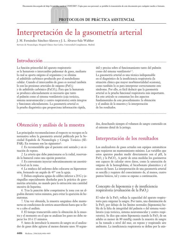 Gases Arteriales | PDF | Sistema respiratorio | Fisiología
