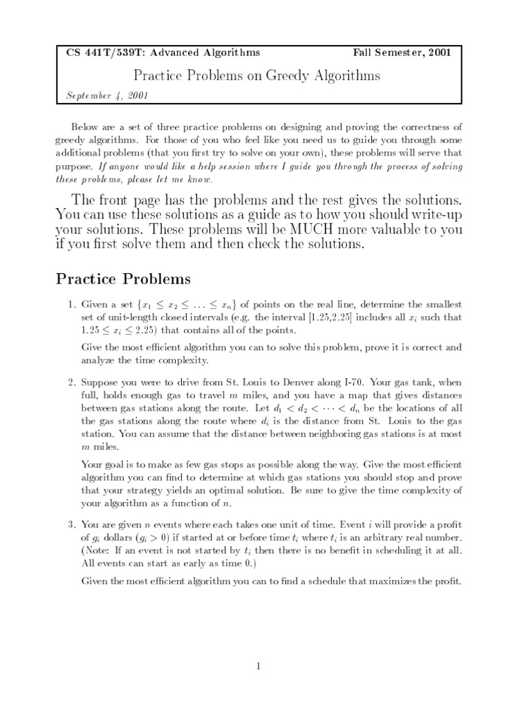 Greedy Practice Problems | PDF | Time Complexity | Algorithms