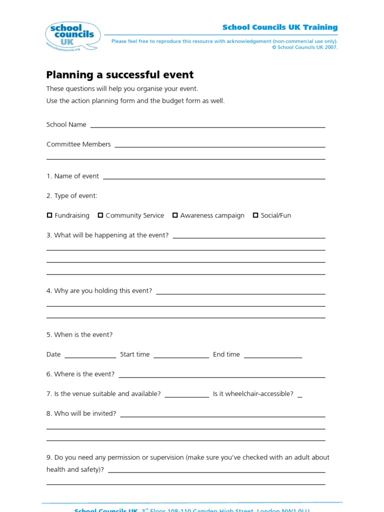 School Council Event Planning Sheet | PDF | Change | Cognition