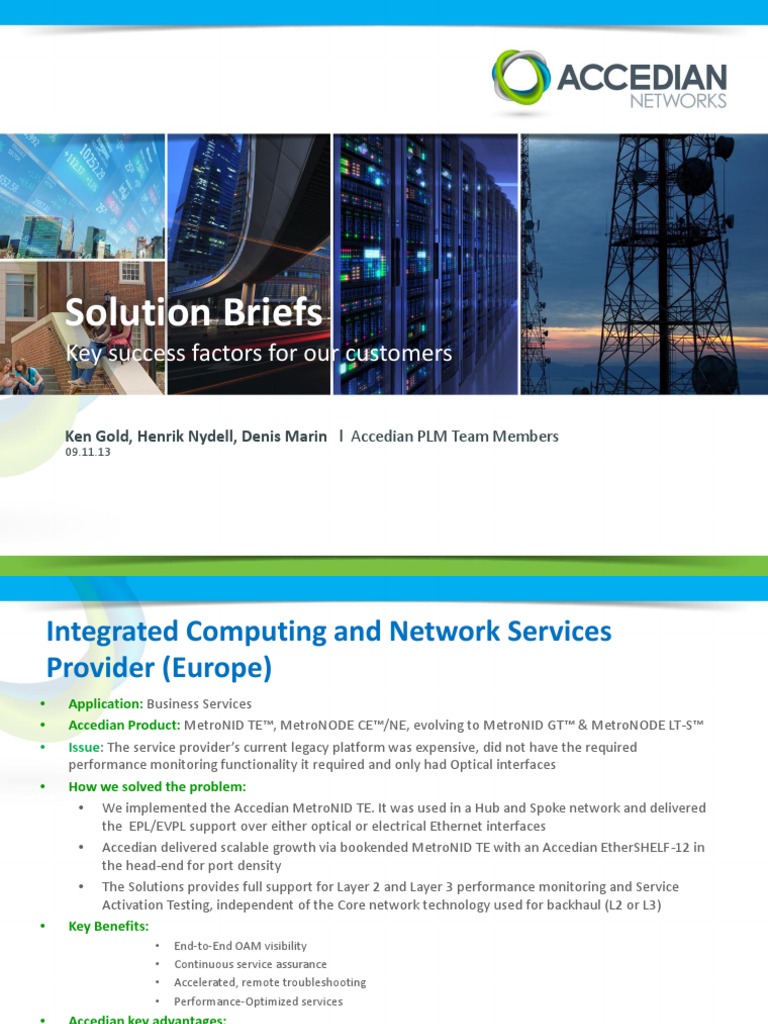 Accedian Solution Briefs PDF | PDF | Computer Network | Computer Architecture