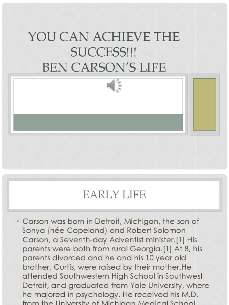 You Can Achieve The Success!!! Ben Carson'S Life | PDF | Ben Carson ...