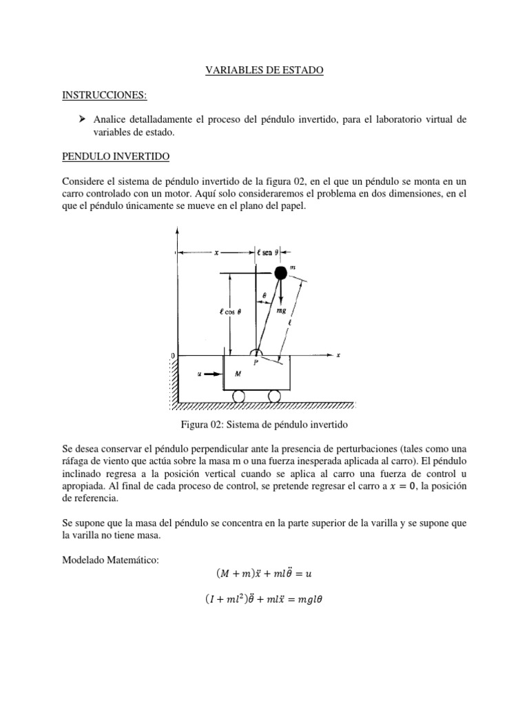 PENDULO INVERTIDO Variables de Estado | PDF | Ciencia y matemáticas