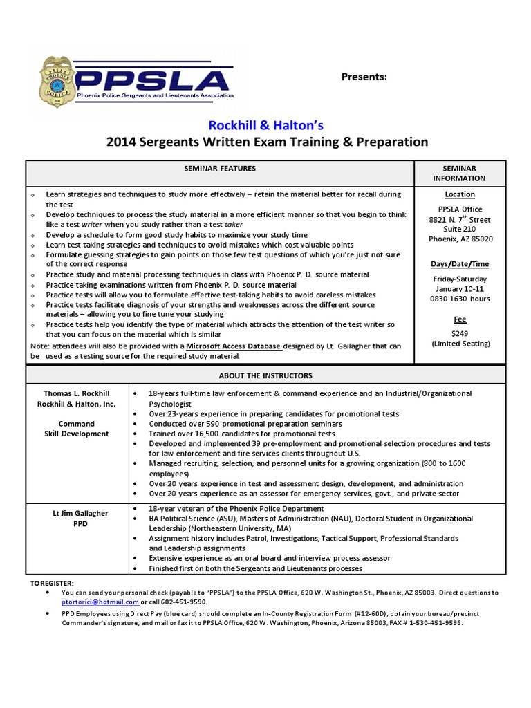 2014 Sergeants Written Exam Training & Preparation | PDF | Test ...