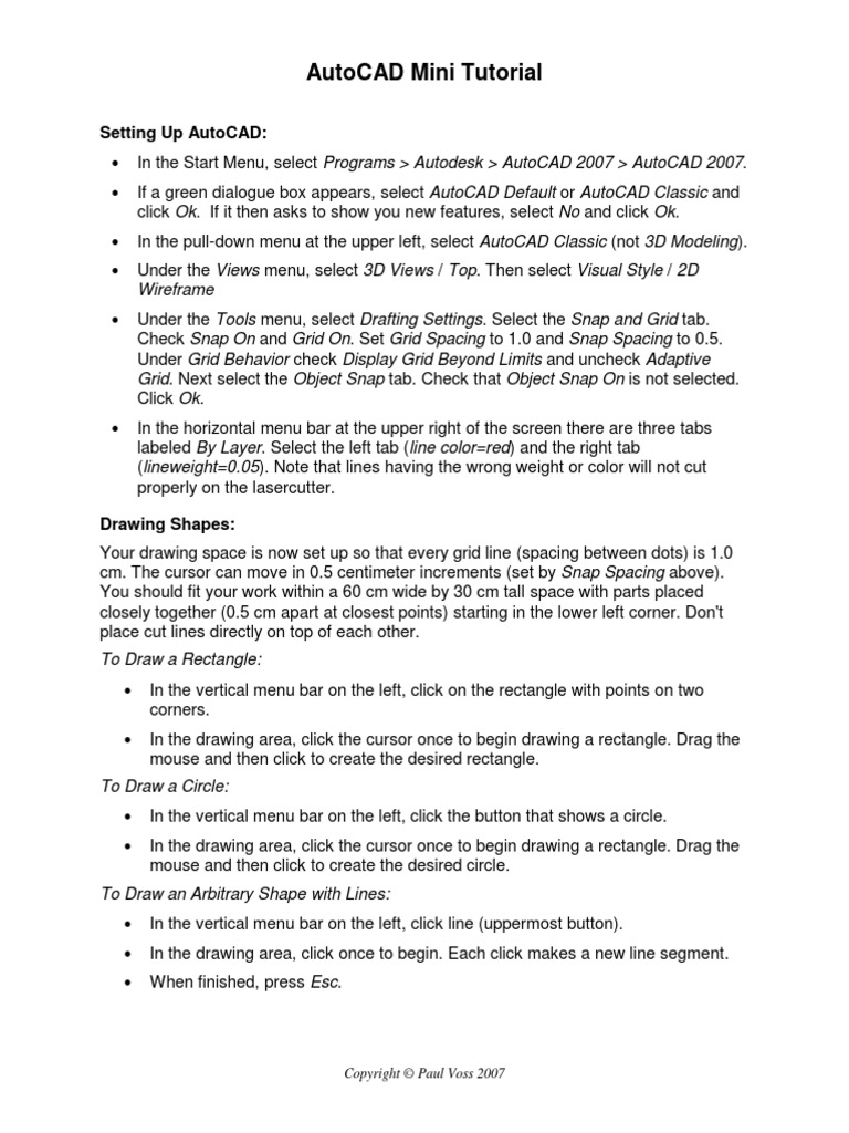 Autocad Mini Tutorial | PDF
