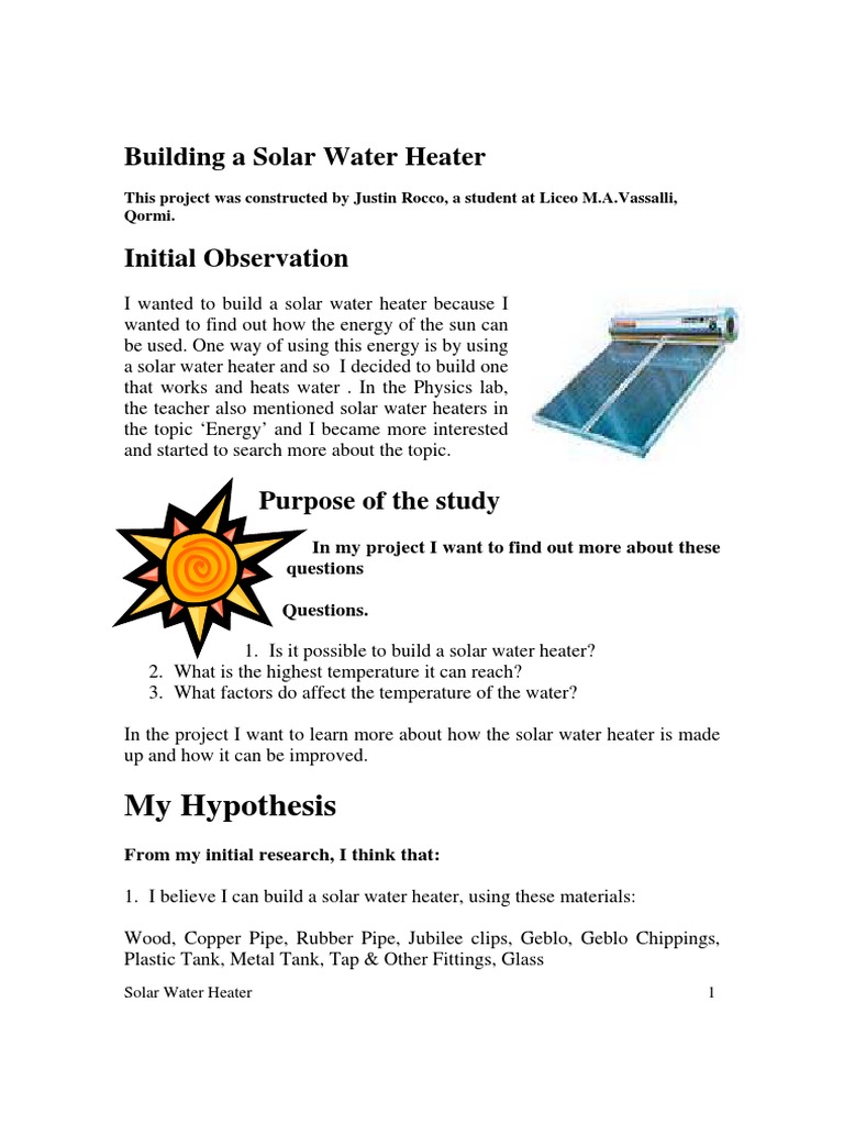Solar Water Heater | PDF | Water Heating | Hvac