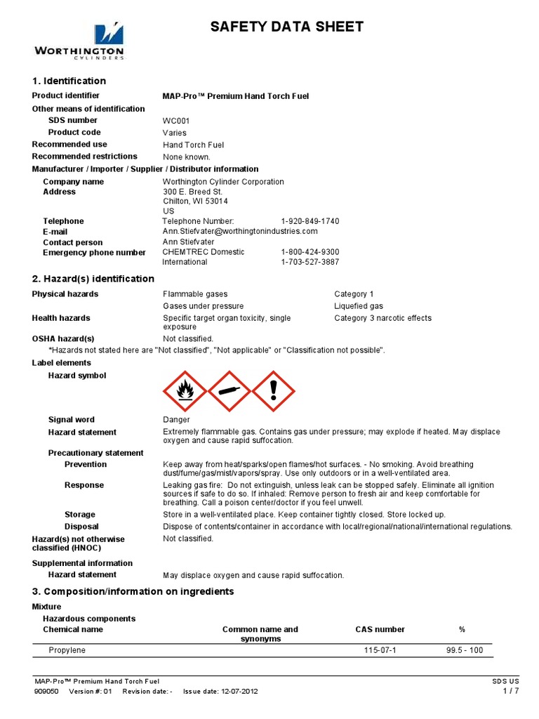 Wc001 Map Pro Premium Hand Torch Fuel | PDF | Chemistry | Physical Sciences