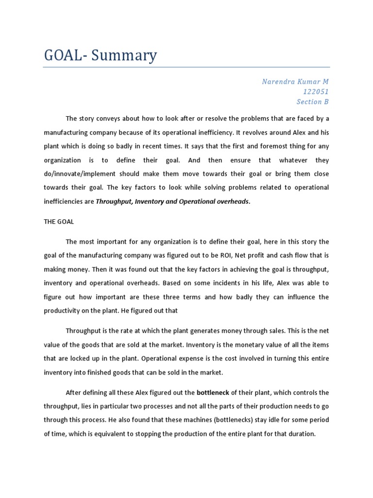 Goal Summary | PDF | Inventory | Business Economics