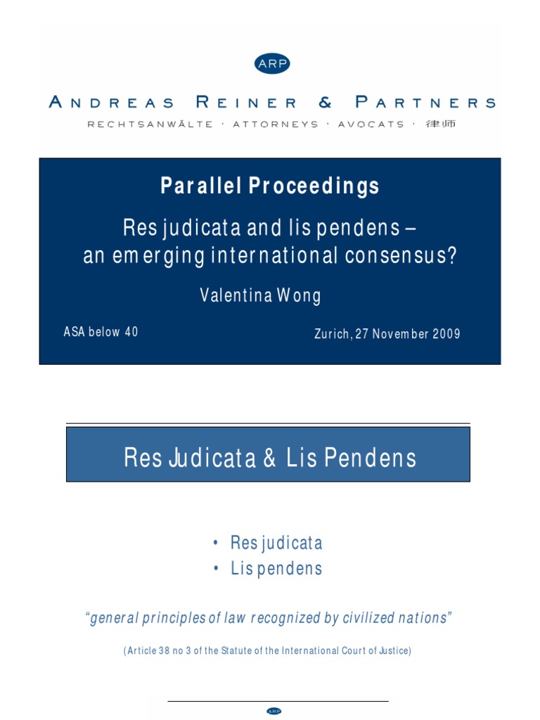 Parallel Proceedings: Res Judicata and Lis Pendens - An Emerging ...