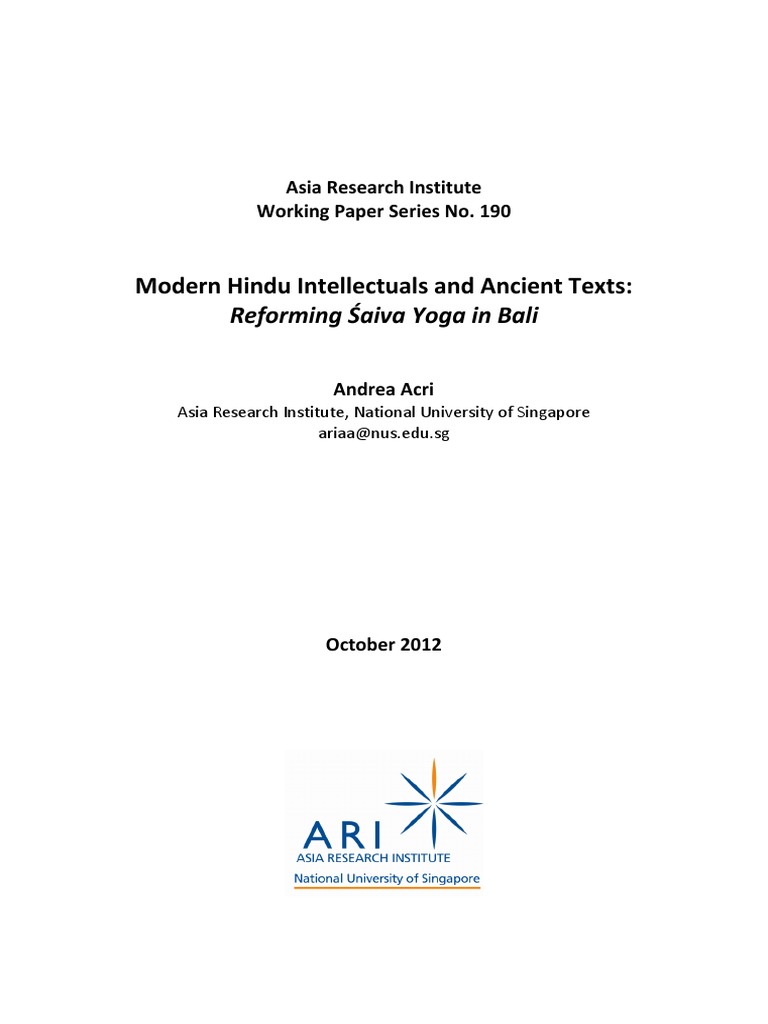 Modern Hindu Intellectuals and Ancient Texts - Reforming Śaiva Yoga in Bali by Andrea Acri | PDF ...