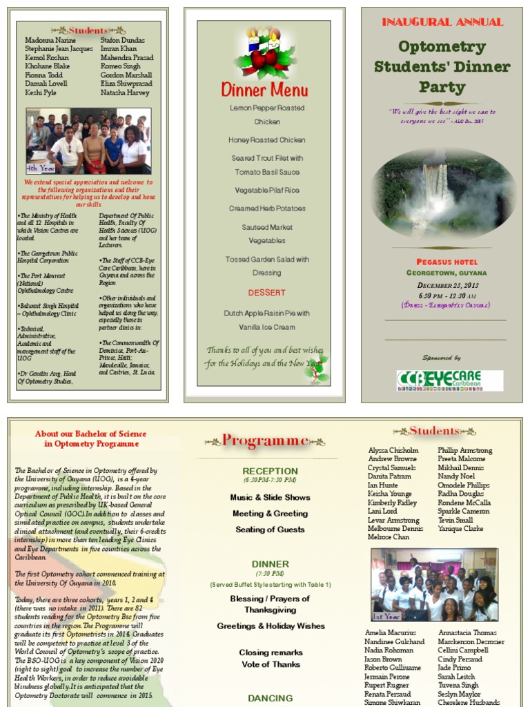 Inaugural UOG Annual Optometry Student'sDinner Party - Programme ...