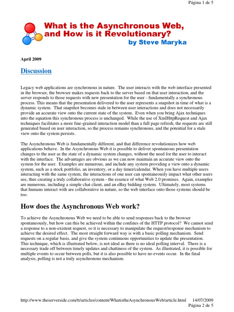 Discussion: How Does The Asynchronous Web Work? | PDF | Ajax (Programming) | Web Application