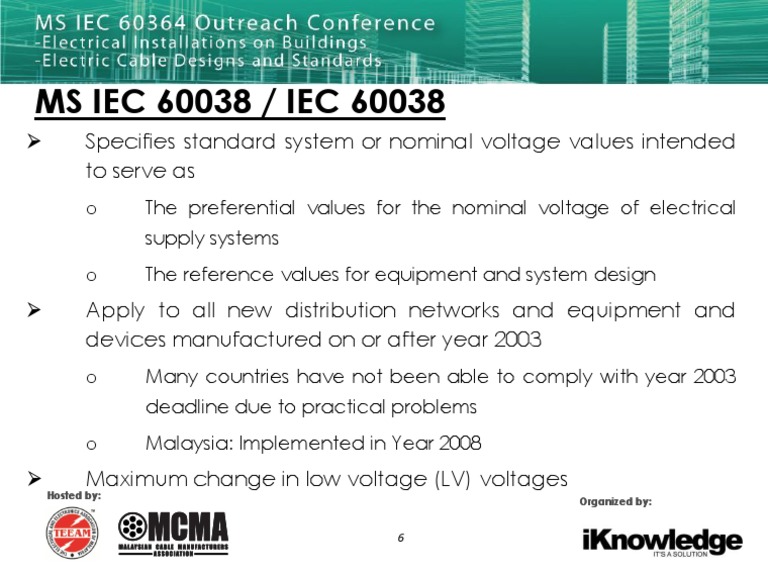 MS IEC 60038 / IEC 60038: Specifies Standard System or Nominal Voltage ...