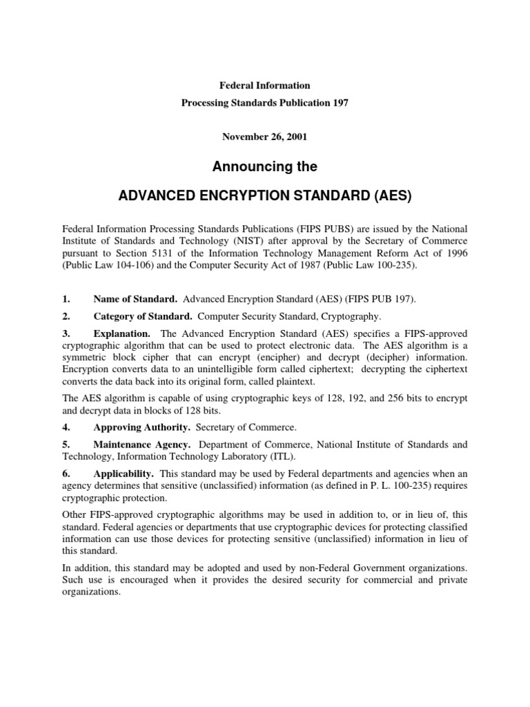 Advanced Encryption Standard (AES) | PDF