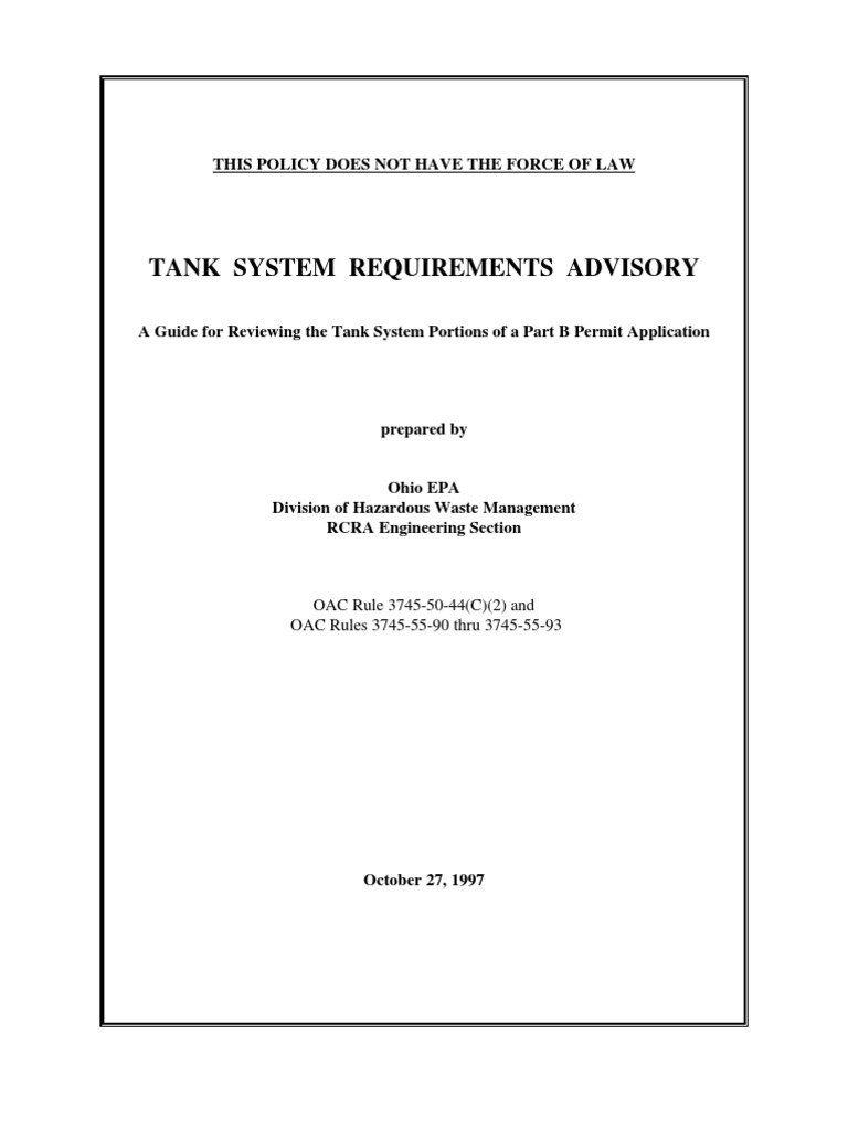 Ohio EPA Tank System Advisory Guide | PDF | Standardization | Pipe ...