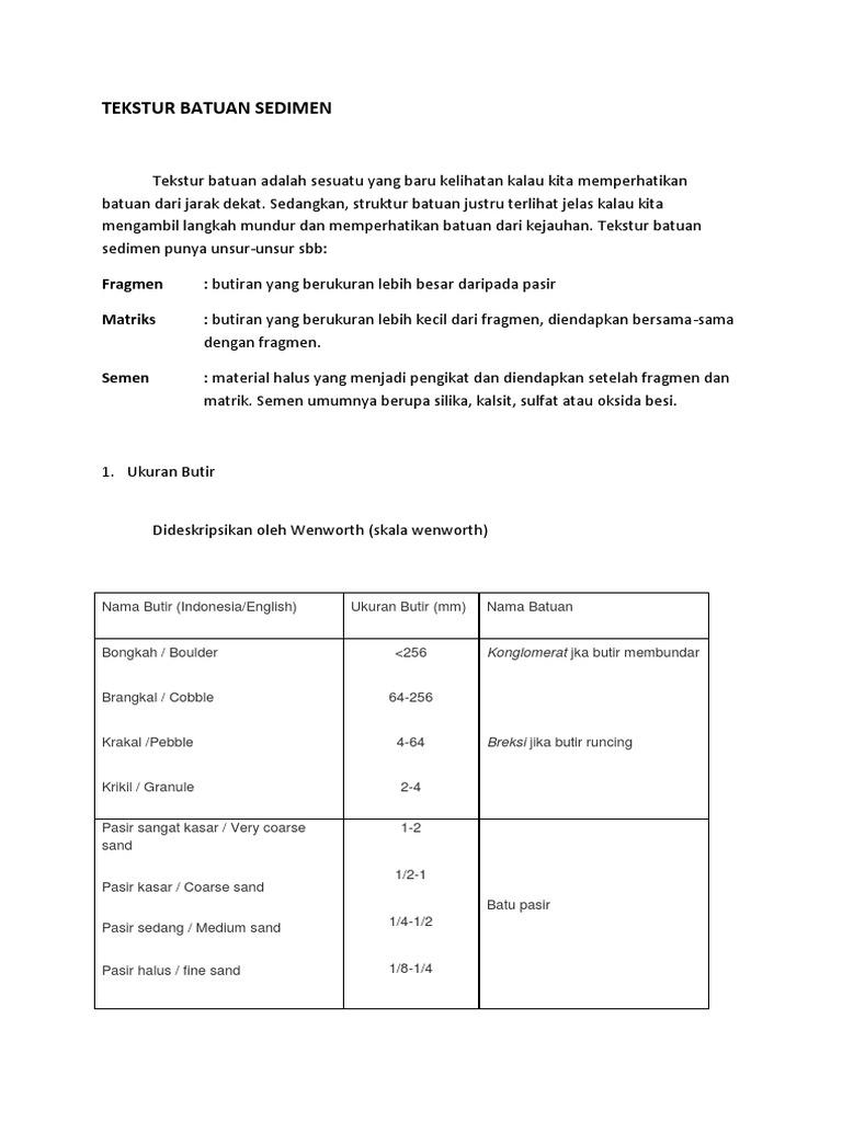 Tekstur Batuan Sedimen | PDF