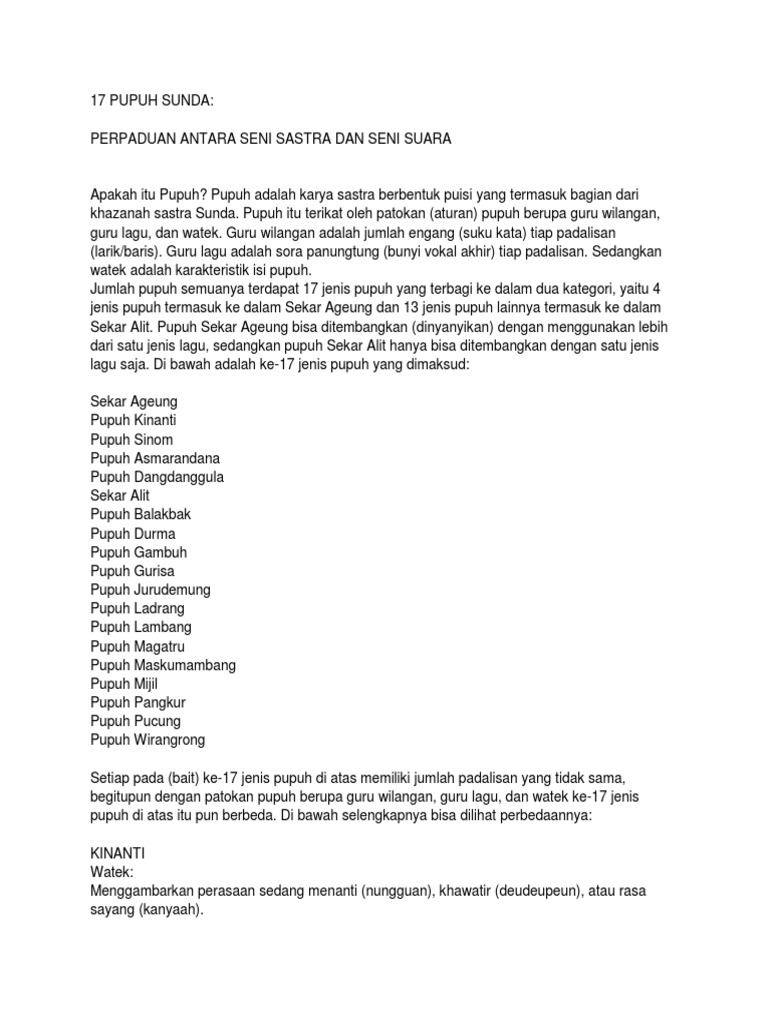 17 Pupuh Sunda | PDF | Kajian Bahasa Asing