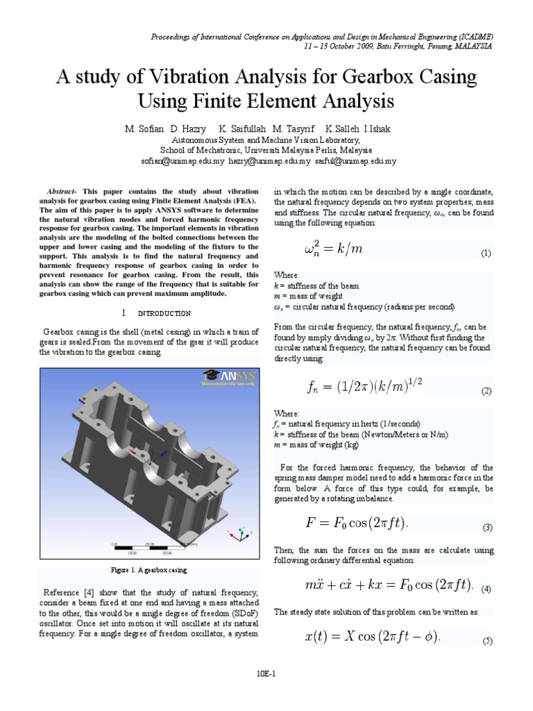 Gearbox Casing Vibration Analysis | PDF | Teaching Methods & Materials ...