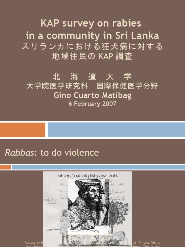 Knowledge, Attitude and Practice Survey On Rabies in A Community in Sri Lanka | PDF | Rabies ...