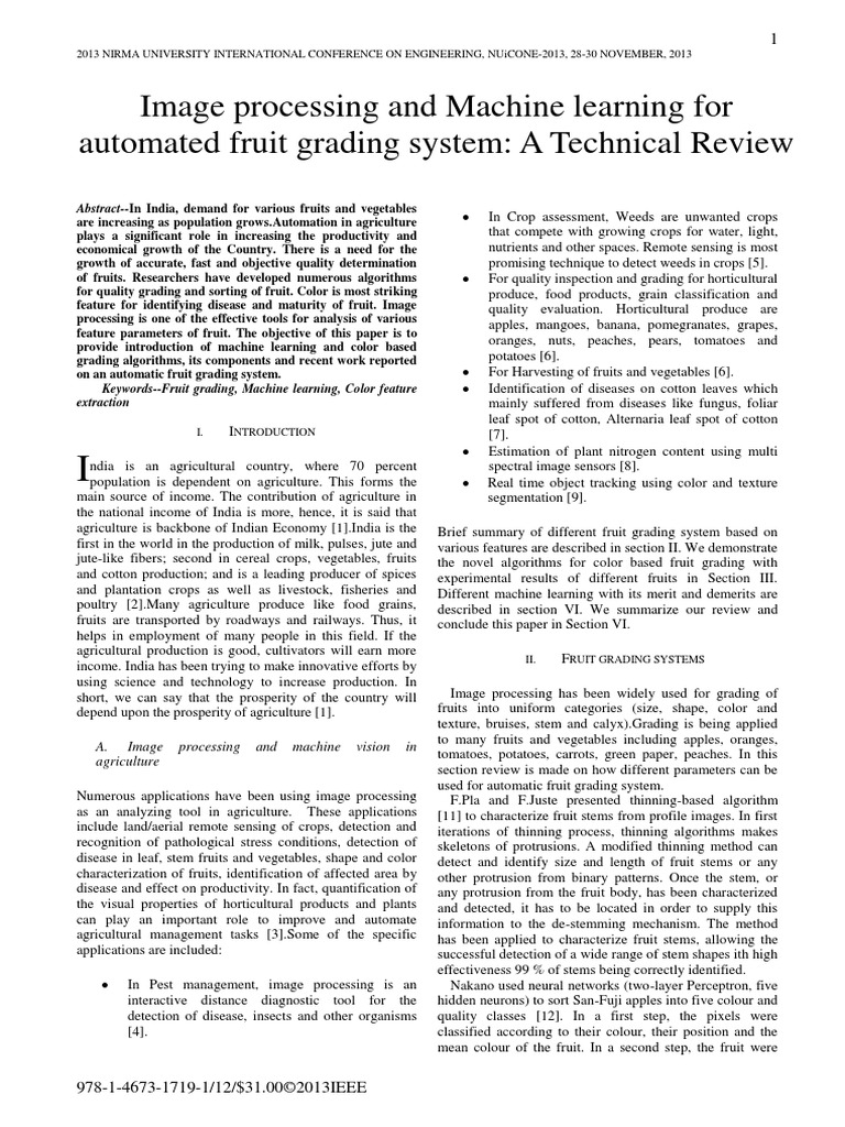Review Of Fruit Grading System Pdf Statistical Classification 8045