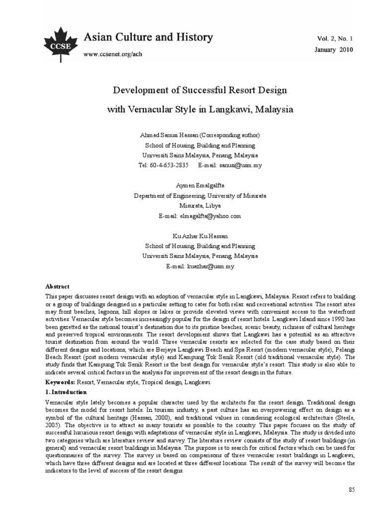 Development of Successful Resort Design | PDF | Resort | Tourism