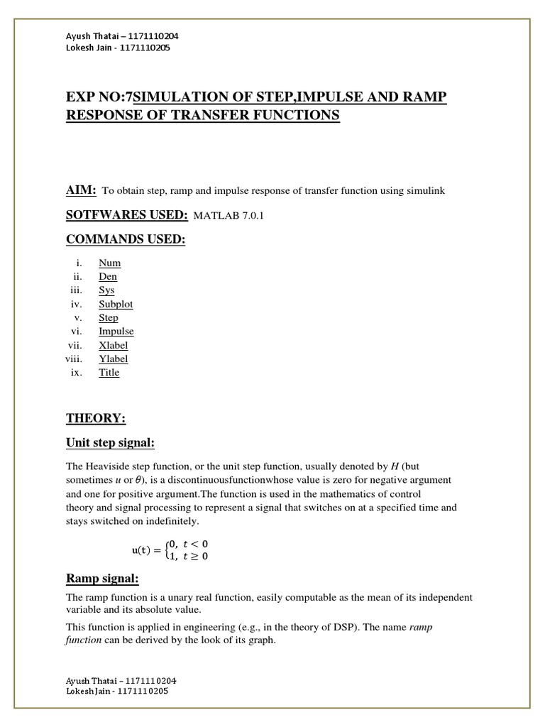 Exp 7 Matlab | PDF | Function (Mathematics) | Matlab