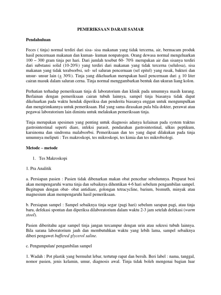 Pemeriksaan Darah Samar | PDF