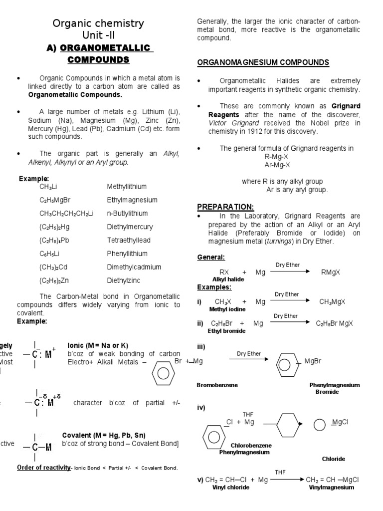 Organometallic (Magnesium) Compounds | PDF | Organic Chemistry | Chemistry