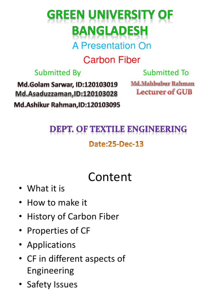 Carbon Fiber Presentation | PDF | Building Engineering | Manmade Materials