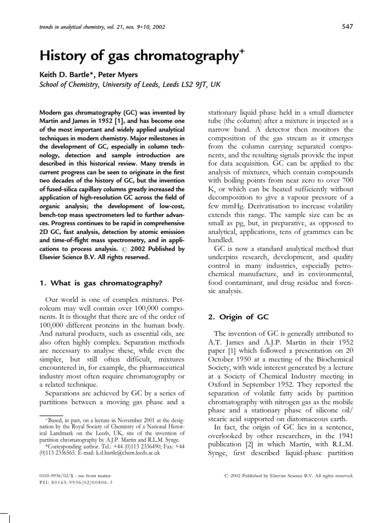 Evolution of Gas Chromatography | PDF | Gas Chromatography | Gas ...