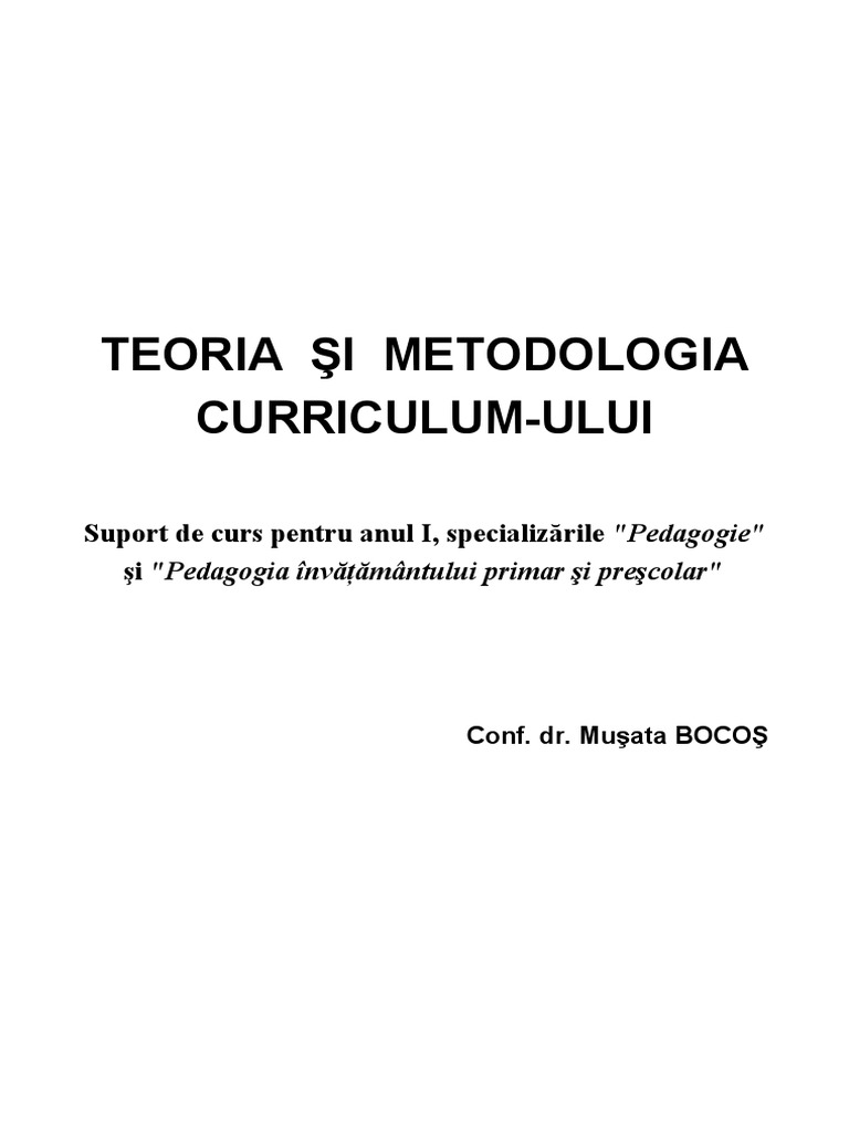 Musata Bocos Teoria Curriculumului IDD | PDF