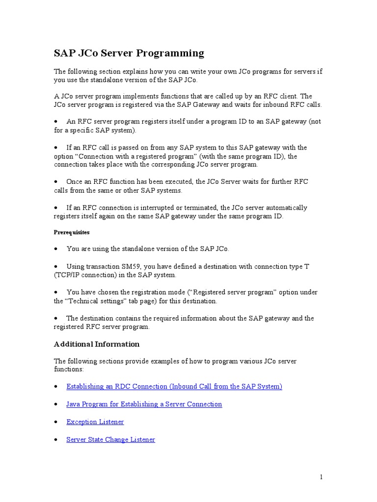 Sap Jco Server Programming Pdf C Programming Language Server Computing