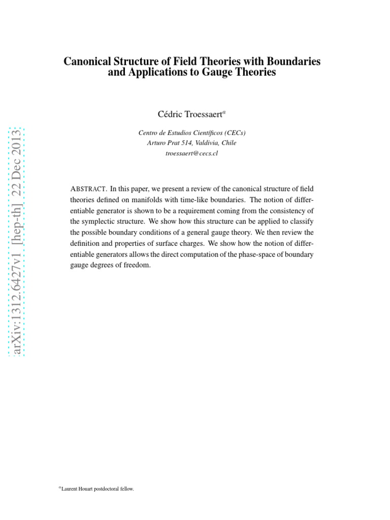 Canonical Structure of Field Theories With Boundaries and Applications ...