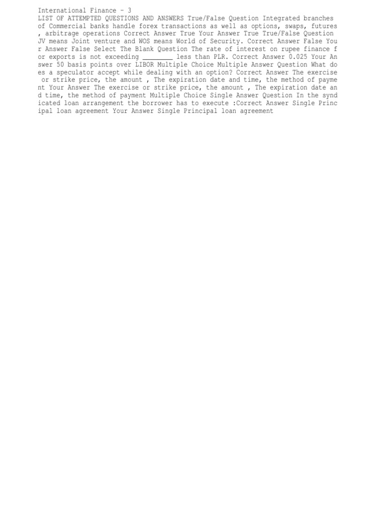 International Finance 3 Sem SCDL Solved Paper | Download Free PDF ...