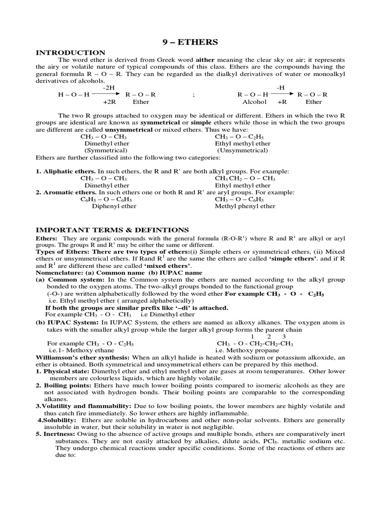 9 - Ethers | PDF | Ether | Alkane