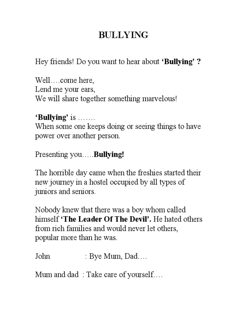 Bullying (Story Telling Script) | PDF | Bullying | Violence
