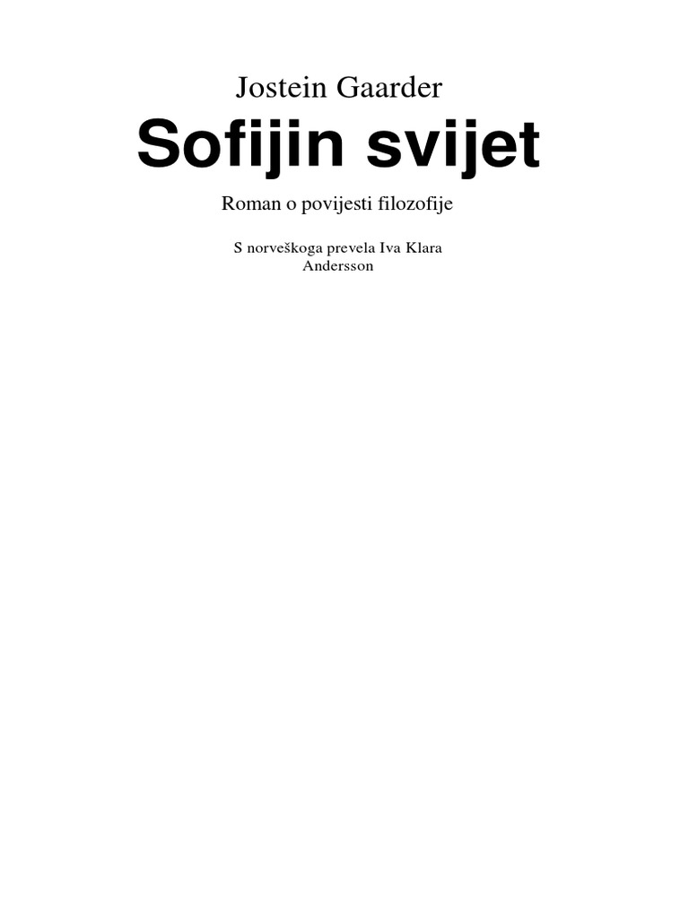 Justejn Gorder SOFIJIN SVET - ROMAN O ISTORIJI FILOZOFIJE | PDF