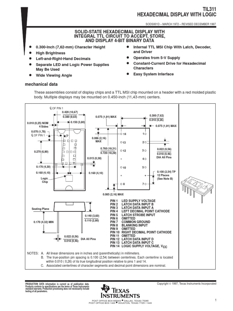 Til311 Datasheet | PDF | Light Emitting Diode | Computer Engineering