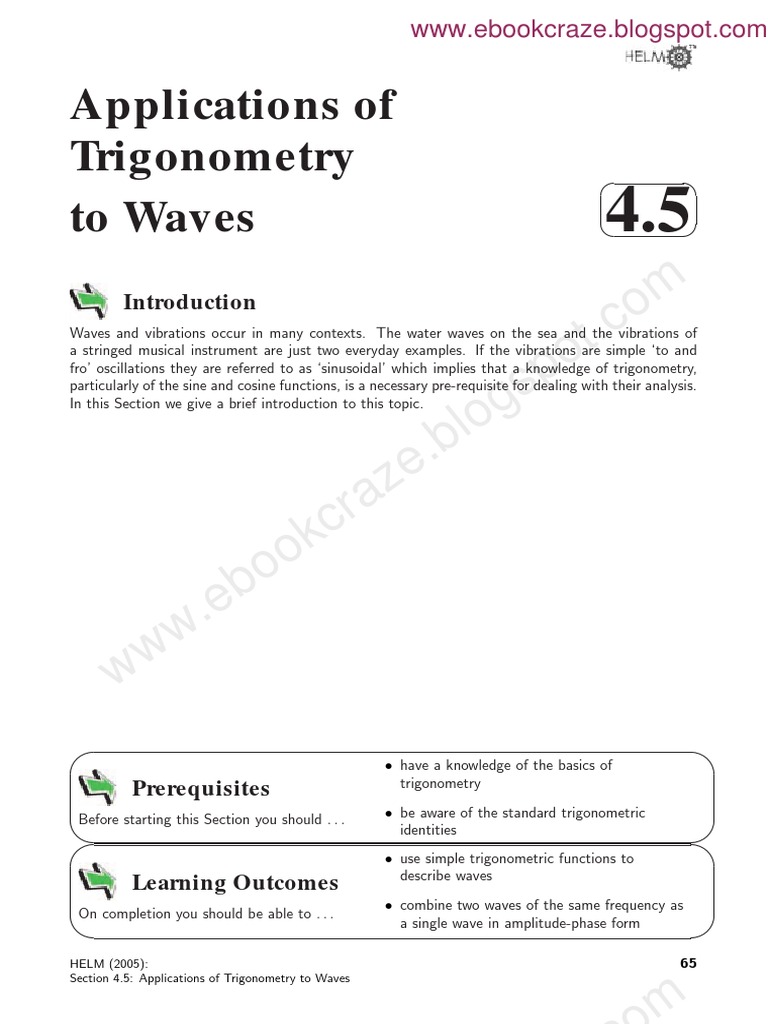 Applications of Trigonometry To Waves | PDF | Trigonometric Functions | Sine