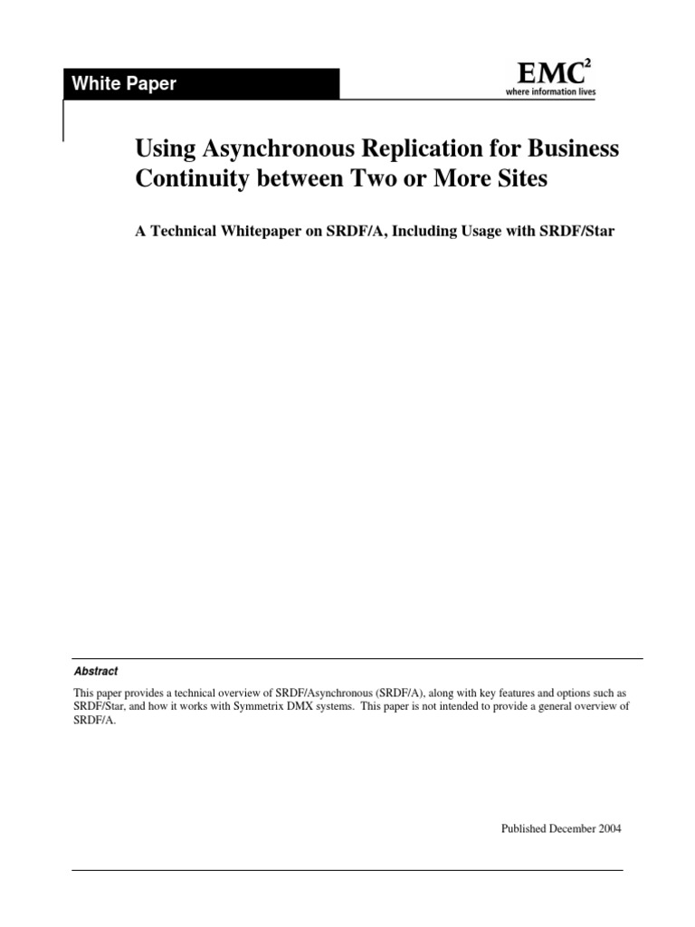 EMC Asynchronous Replication | PDF | Replication (Computing) | Databases
