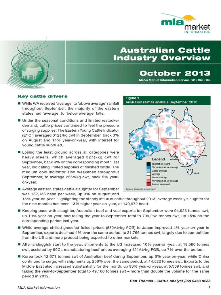 MLA Cattle-Industry-Overview October 2013 | PDF | Cattle | Tort