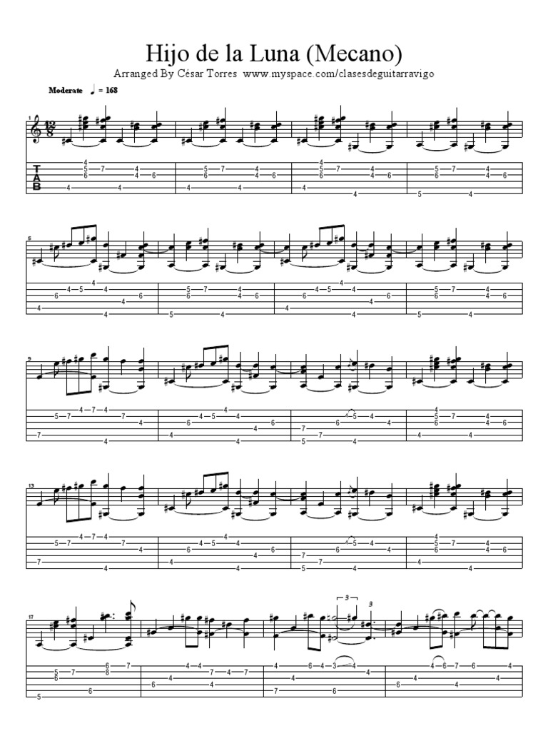 Hijo de La Luna (Mecano) ARRANGED BY CÉSAR TORRES | PDF