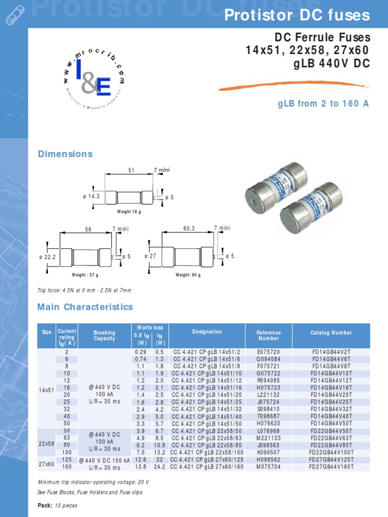 Protistor DC Fuses | PDF | Fuse (Electrical) | Direct Current