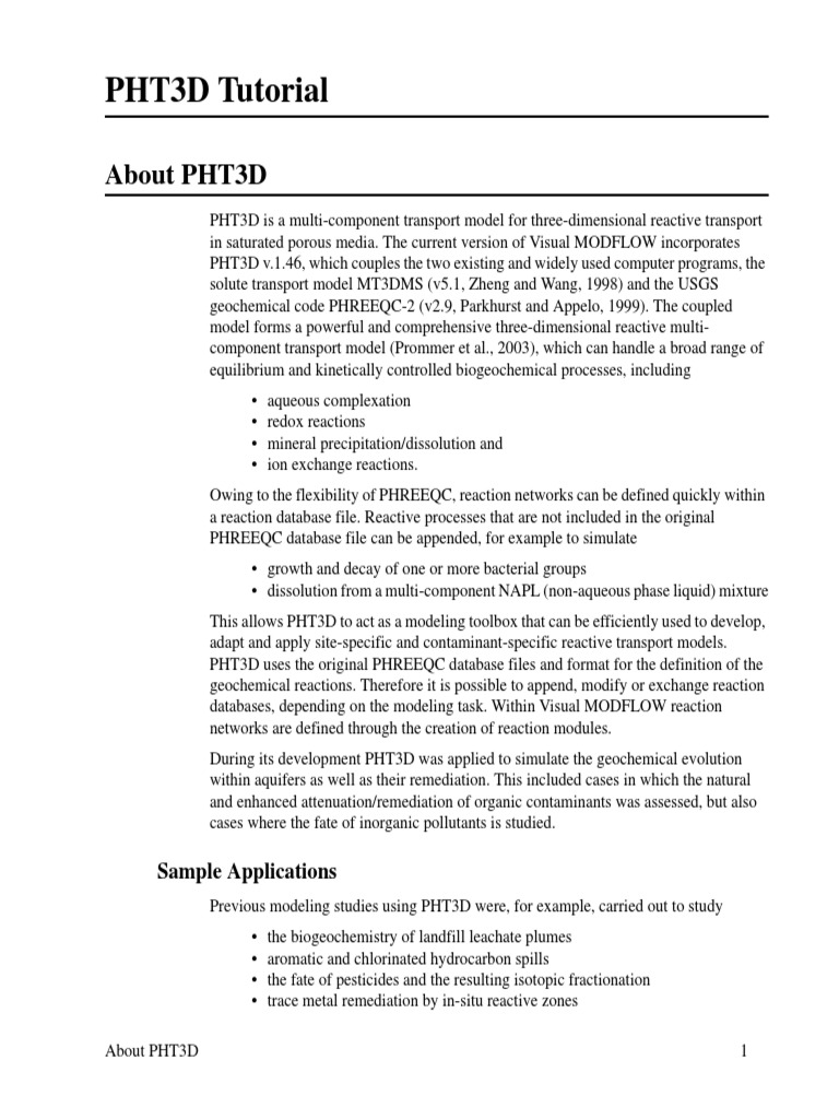 Vmod Pht3d Tutorial | PDF | Porosity | Environmental Remediation