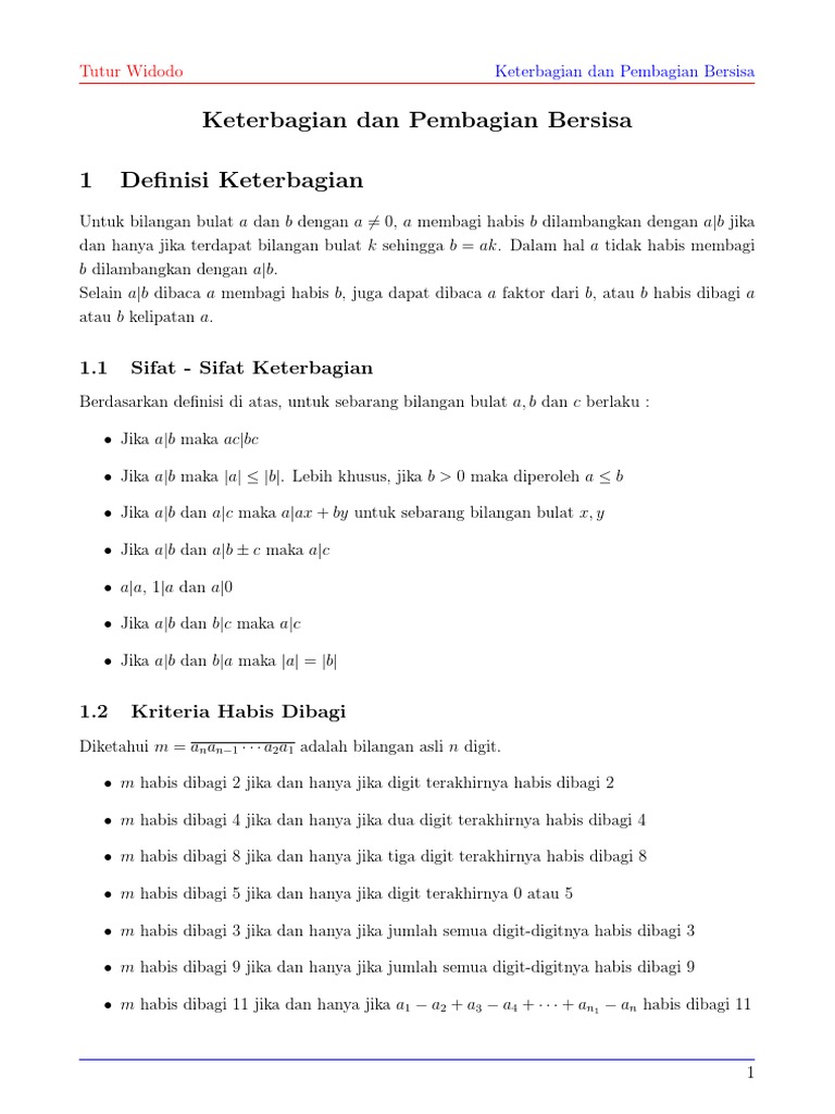 Keterbagian Pembagian Bersisa | PDF