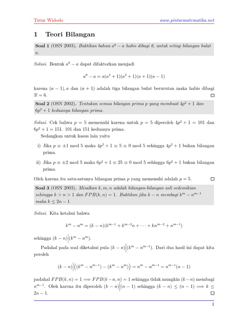 Soal dan Solusi Teori Bilangan | PDF